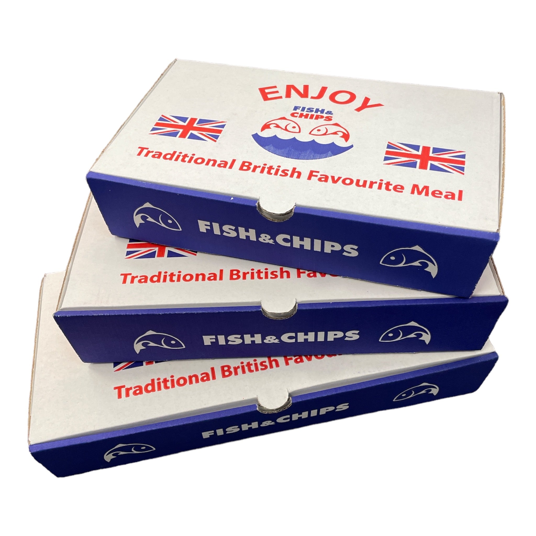 Printed Fish and Chips Boxes (3 Sizes) – Food Packaging Direct